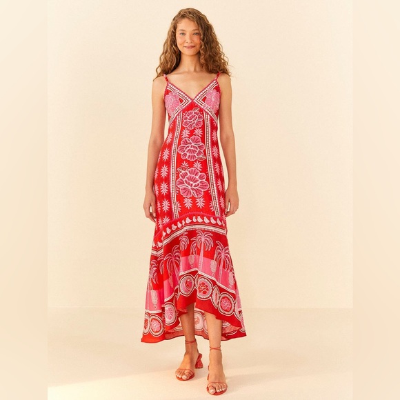Caroline Constas | Dresses | Nwt Caroline Constas Red Floral Maxi Dress ...